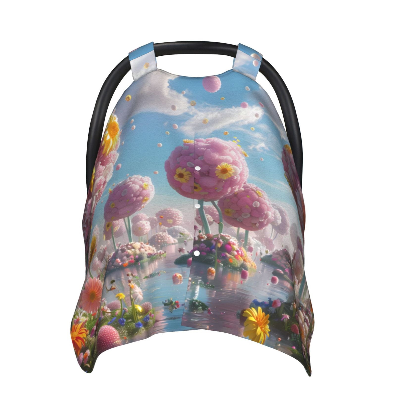 Car Seat Cover Baby - Fantasy Floral Pink Landscape Carseat Covers Baby ...