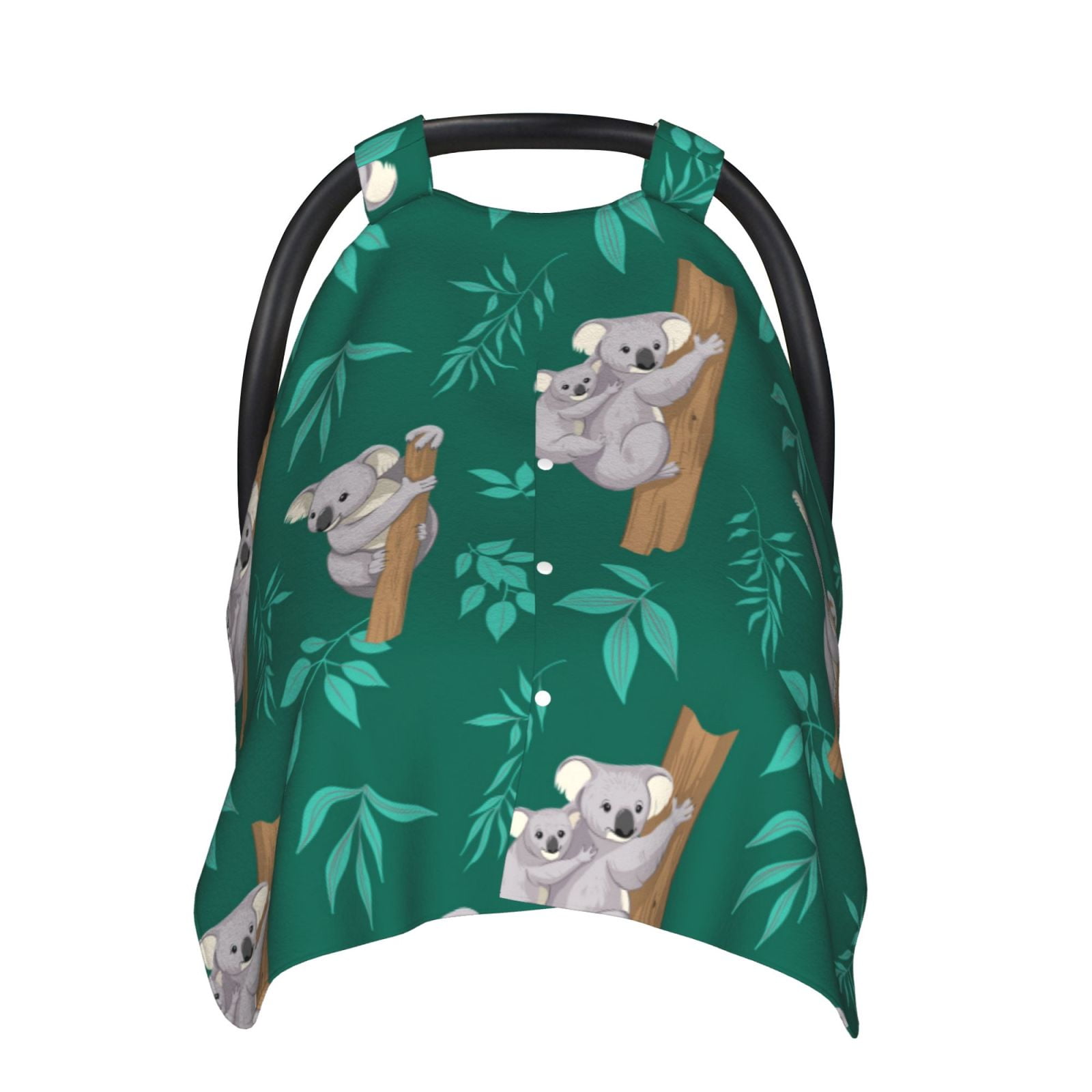 Car Seat Cover Baby - Green Leaf Gray Koala Print Carseat Covers Baby ...