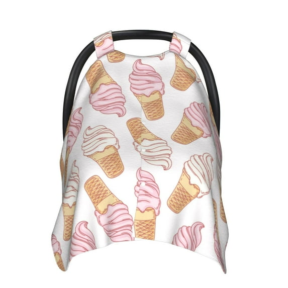 Car Seat Cover Baby - Pink White Ice Cream Print Carseat Covers Baby ...