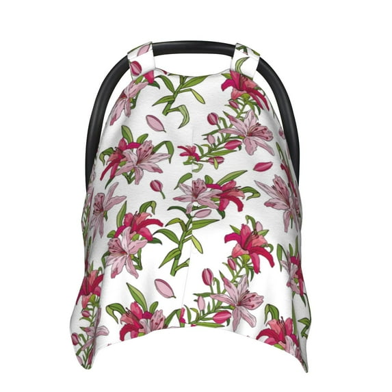 Car Seat Cover Baby - Red Pink Lilies Flowers Carseat Covers Baby for ...