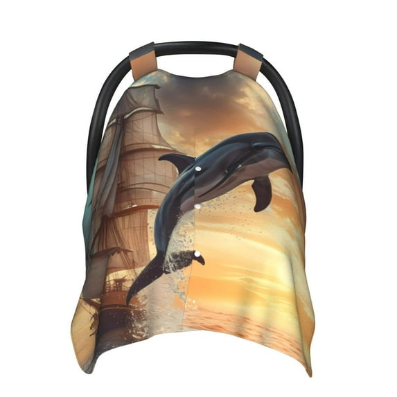 Car Seat Cover Baby - Sailing Dancing Dolphin Breathable Comfort Infant ...