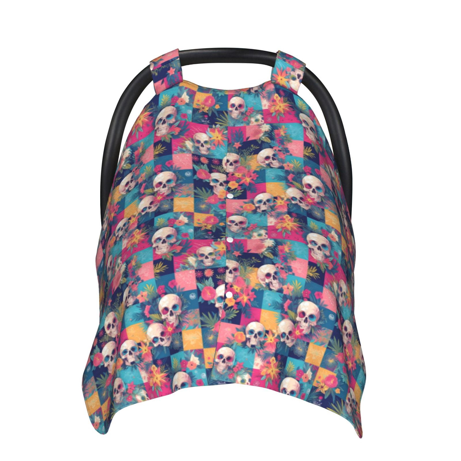 Car Seat Cover Baby - Skull flower leaf Plaid Carseat Covers Baby for ...