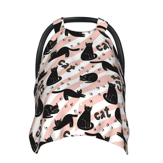 Car Seat Cover Baby - Striped Style Cartoon Cat Black Carseat Covers ...