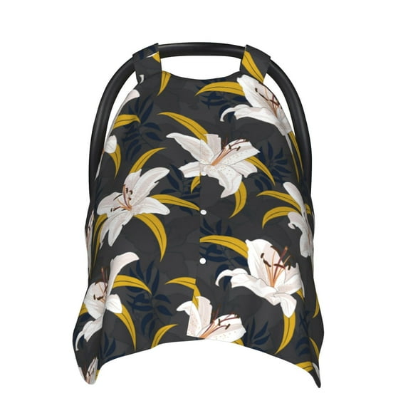 Car Seat Cover Baby - Yellow Leaves Lilies Flowers Breathable Comfort ...