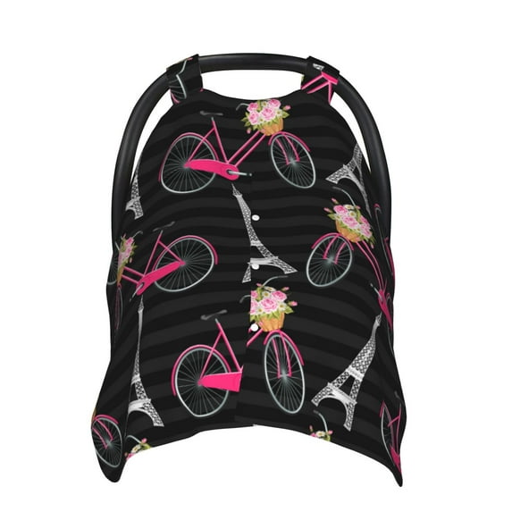 Car Seat Cover Baby - flower Tower bike Breathable Comfort Infant Car Seat Cover for Baby ...