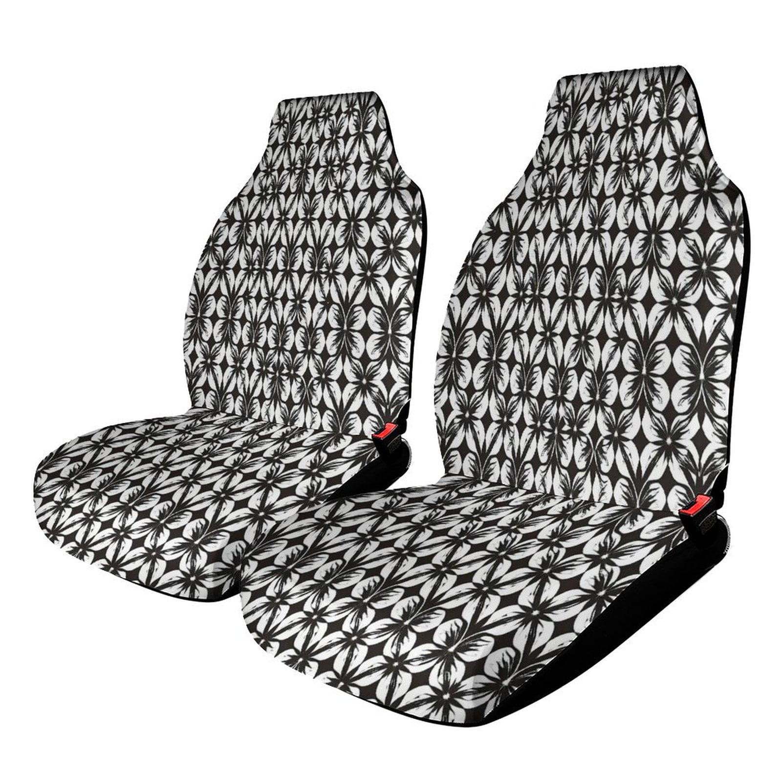 Car Seat Cover Black And White Floral Repeating Pattern Design 2 Piece ...