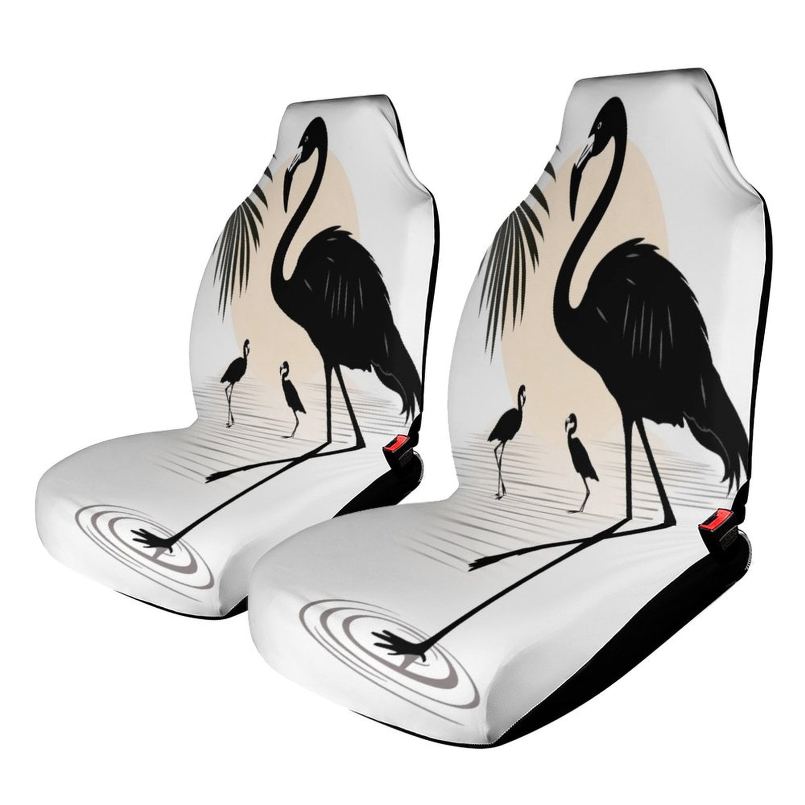 Car Seat Cover Black Flamingo Sunset Birds 2 Piece Set Saddle Blanket ...