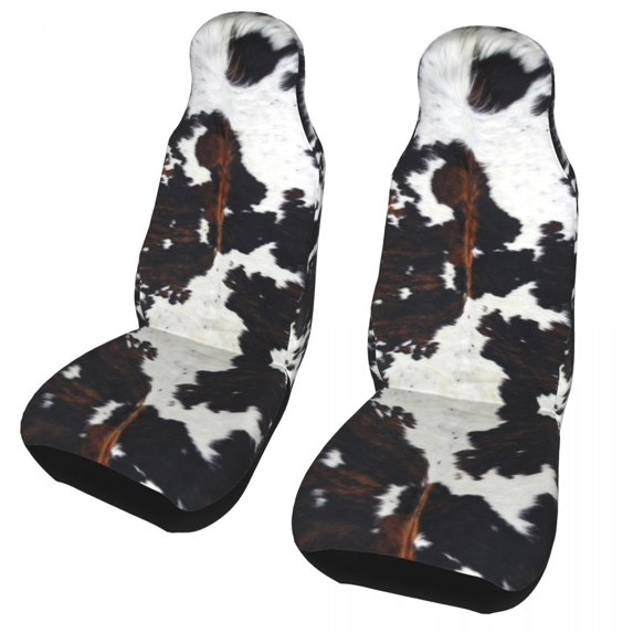 Car Seat Cover Brown Cowhide 3D Print AnimalFur Leather Seat Covers Fit ...