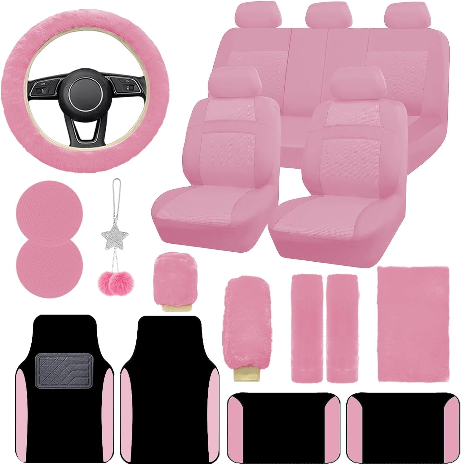 Car Seat Cover Full Set for Women with Waterproof Floor Mats,3D Air ...