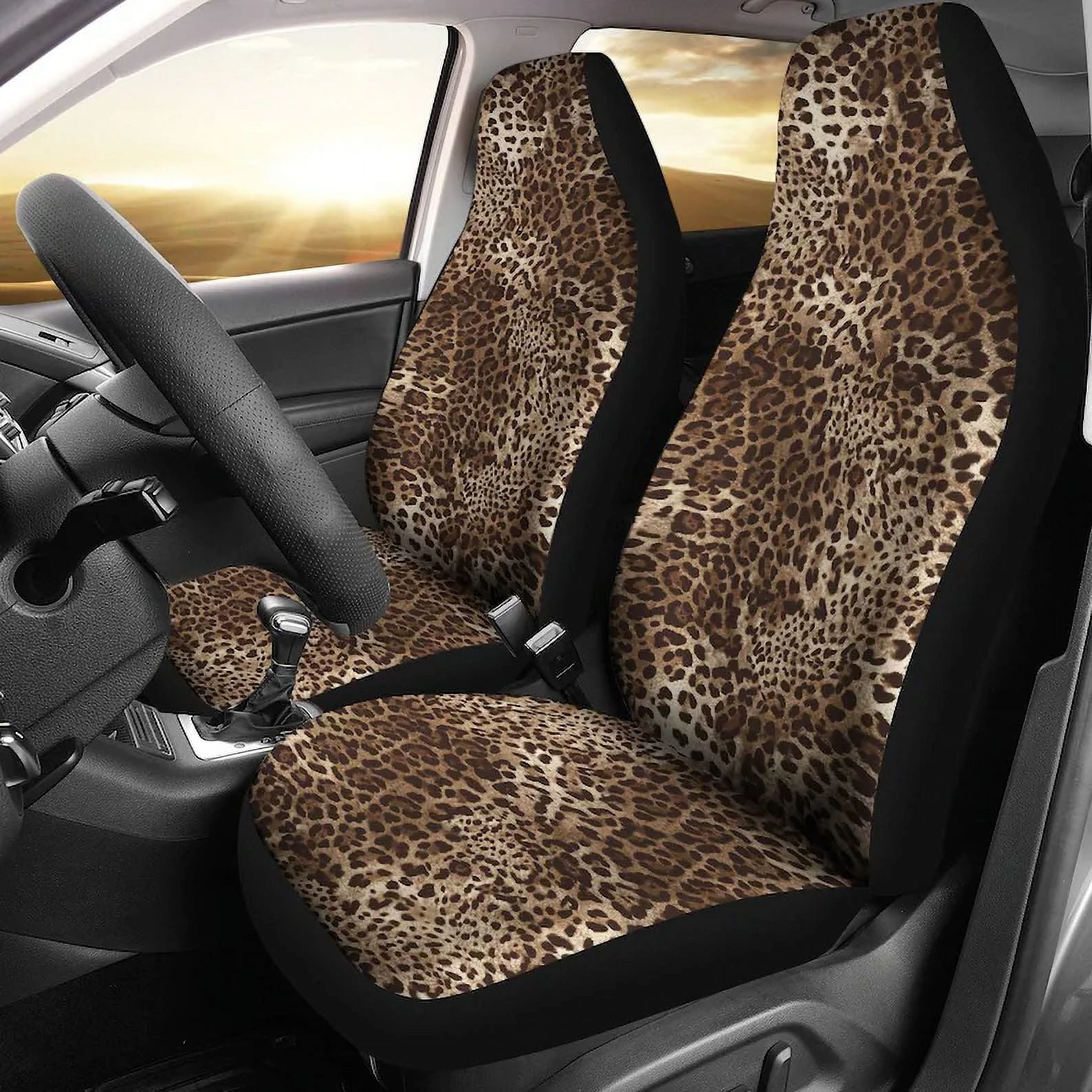 Car Seat Cover Leopard Cheetah Animal PrintPair Front Seat CoversCar ...