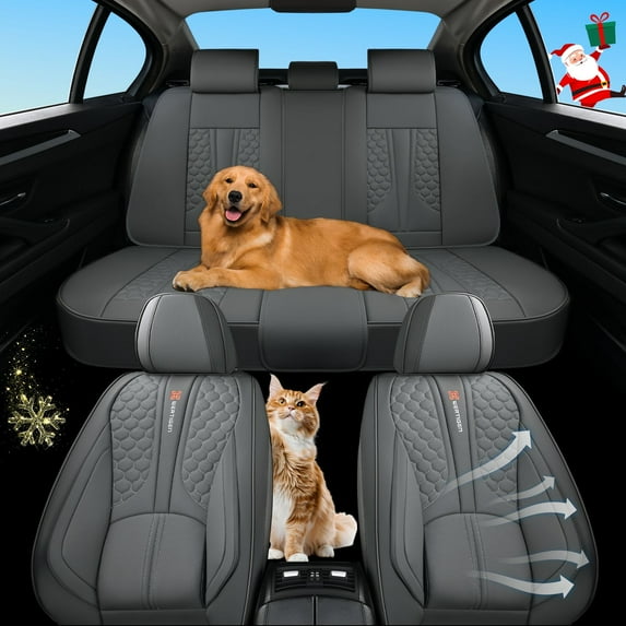 Car Seat Cover for kia Soul 2010-2026, Gray Car Seat Covers, PU Leather ...