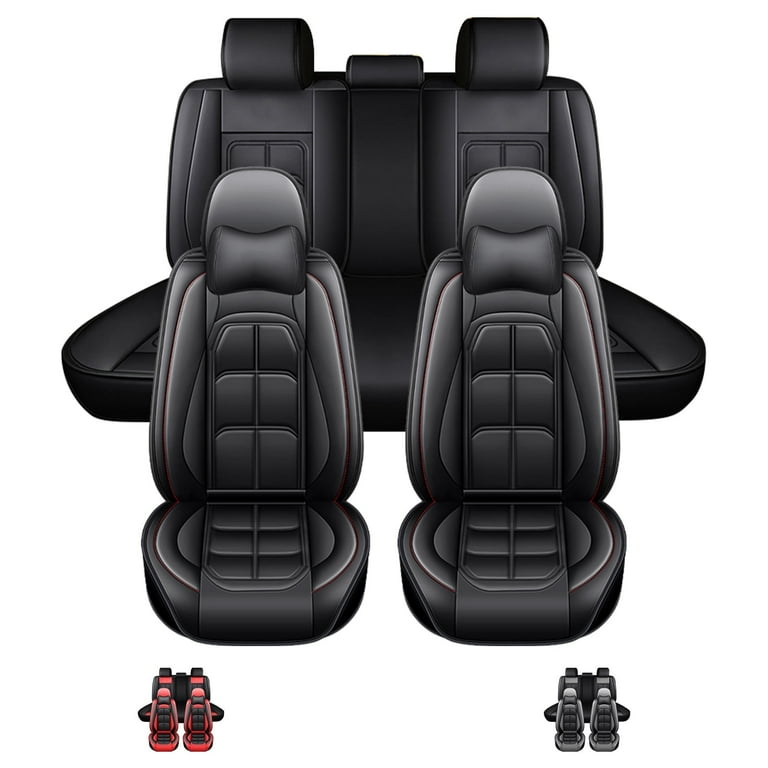 Premium PU Leather Car Seat Covers Full Set with 2 Pillows for Lexus 2000 2024 RX300 RX350 RX400h RX450h Black Red Line Walmart