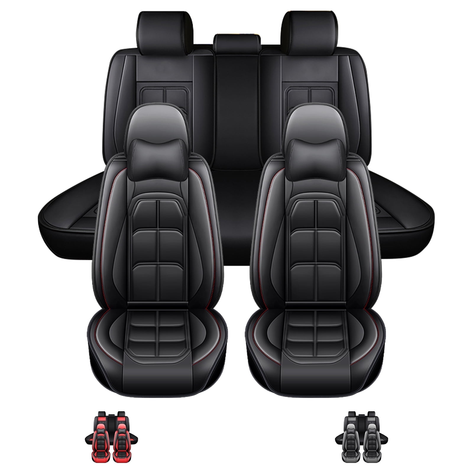 Car Seat Covers 5-Seats, Premium Pu Leather Auto Cushion Protector ...