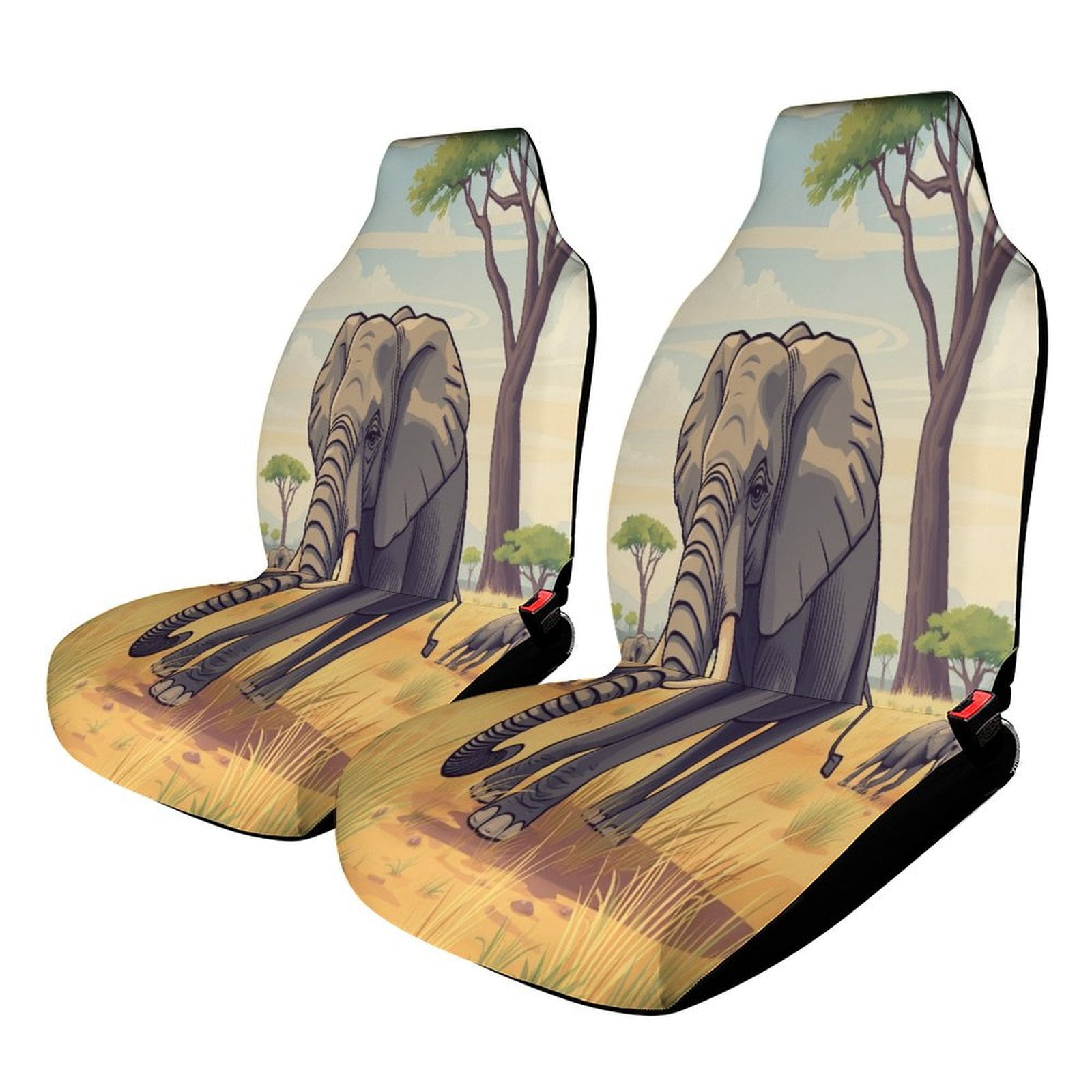 Car Seat Covers African Elephant Savanna Landscape Universal Size Fit ...