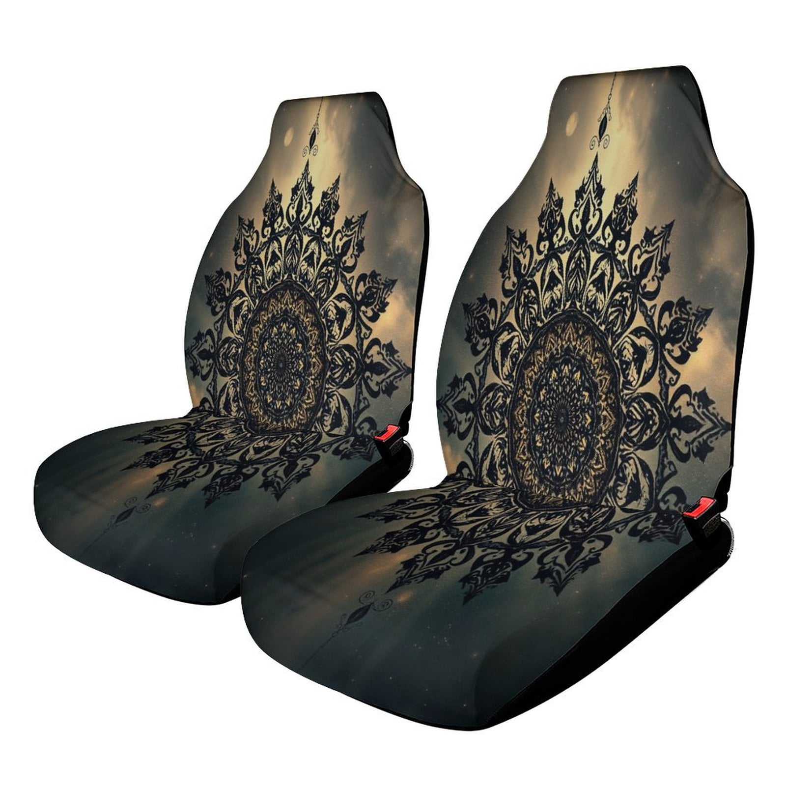 Car Seat Covers Black Boho Mandala Trendy Car Seat Covers Car ...