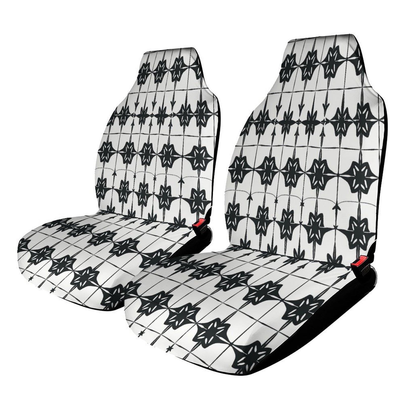 Car Seat Covers Black White Geometric Floral Seamless Pattern Pack of 2 ...