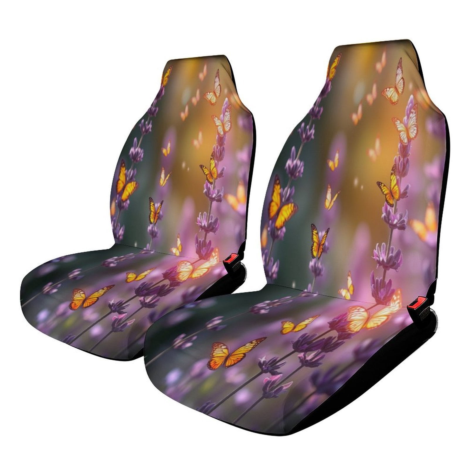 Car Seat Covers Butterflies And Lavender(6) Universal Size Fit For Most ...