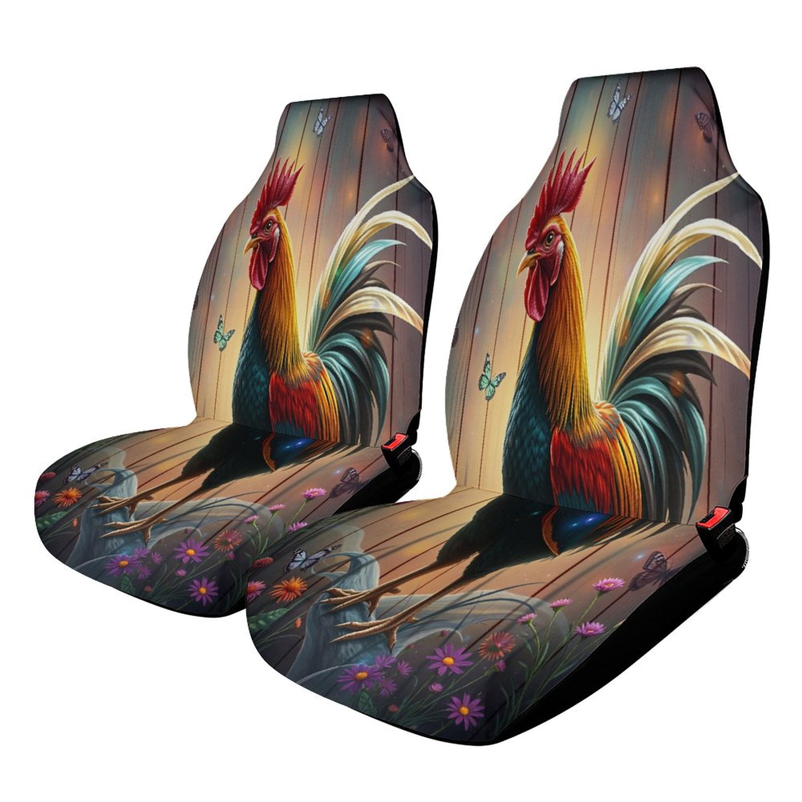 Car Seat Covers Farm Retro Male Rooster Universal Size Fit For Most Car ...