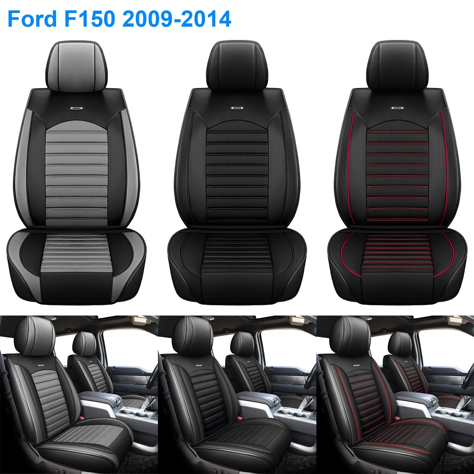 Car Seat Covers Fit for 2009-2014 Ford F150 Truck Front Seat Cushion PU ...