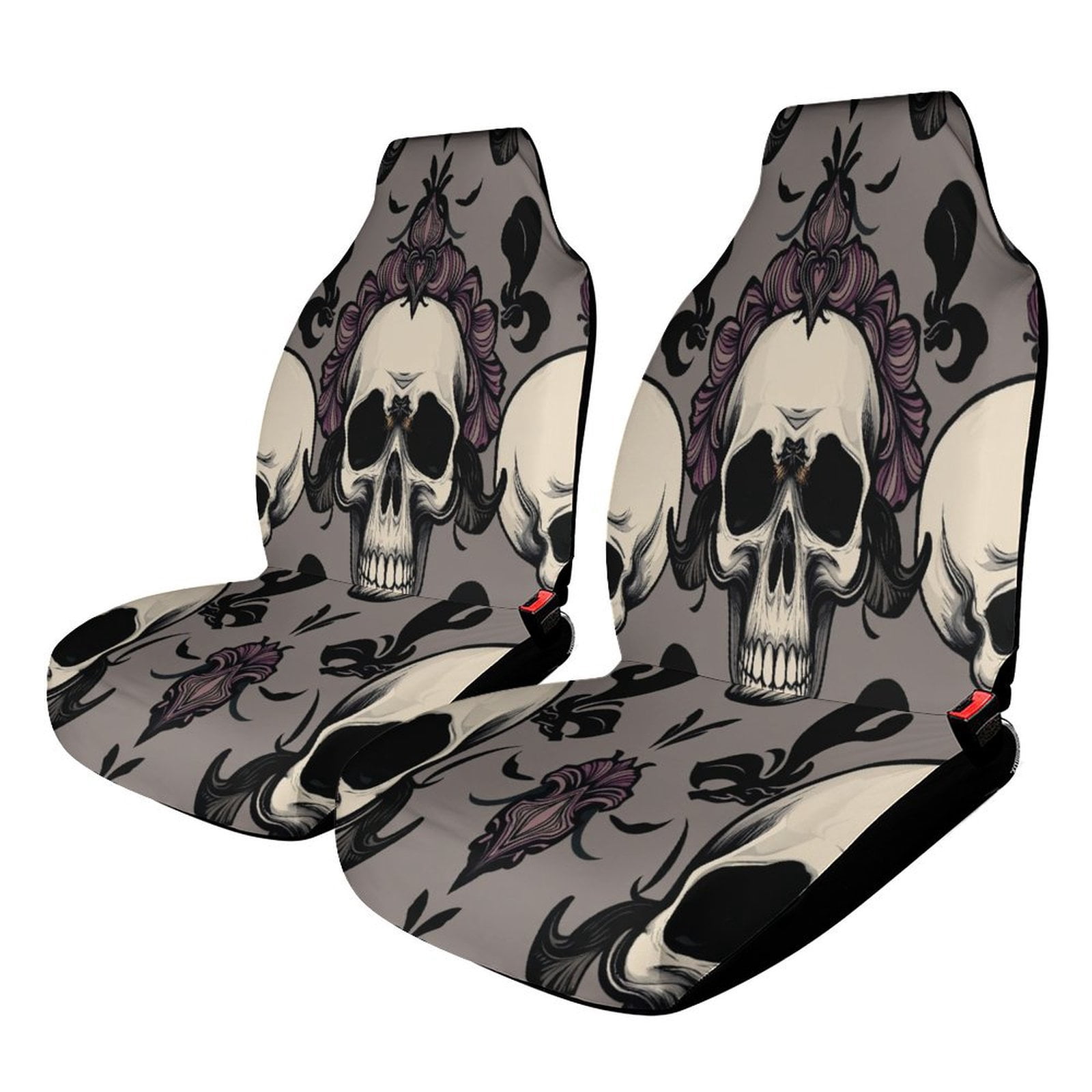 Car Seat Covers Floral Skull Seamless Pattern(10) Universal Size Fit ...