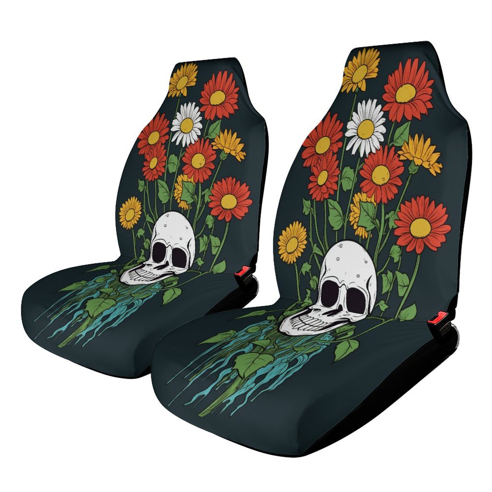 Car Seat Covers Flower Cluster Skull Trendy Car Seat Covers Car ...