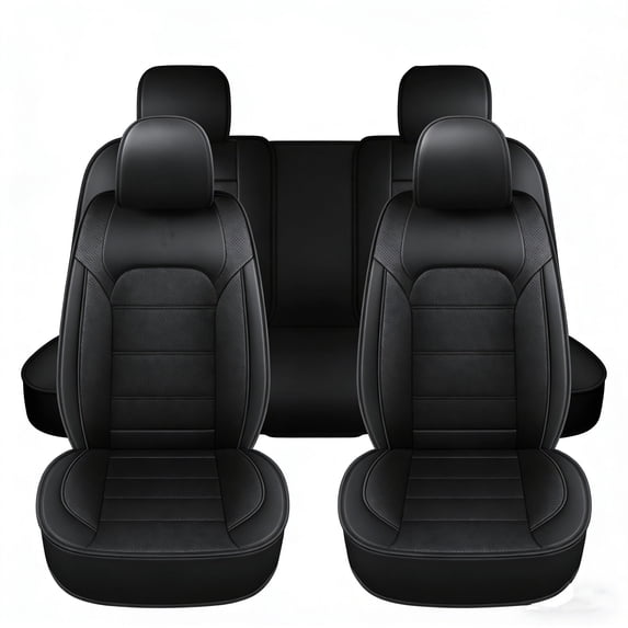 Car Seat Covers Full Set, 5 Seats Faux Leather&Fabric Front and Back ...