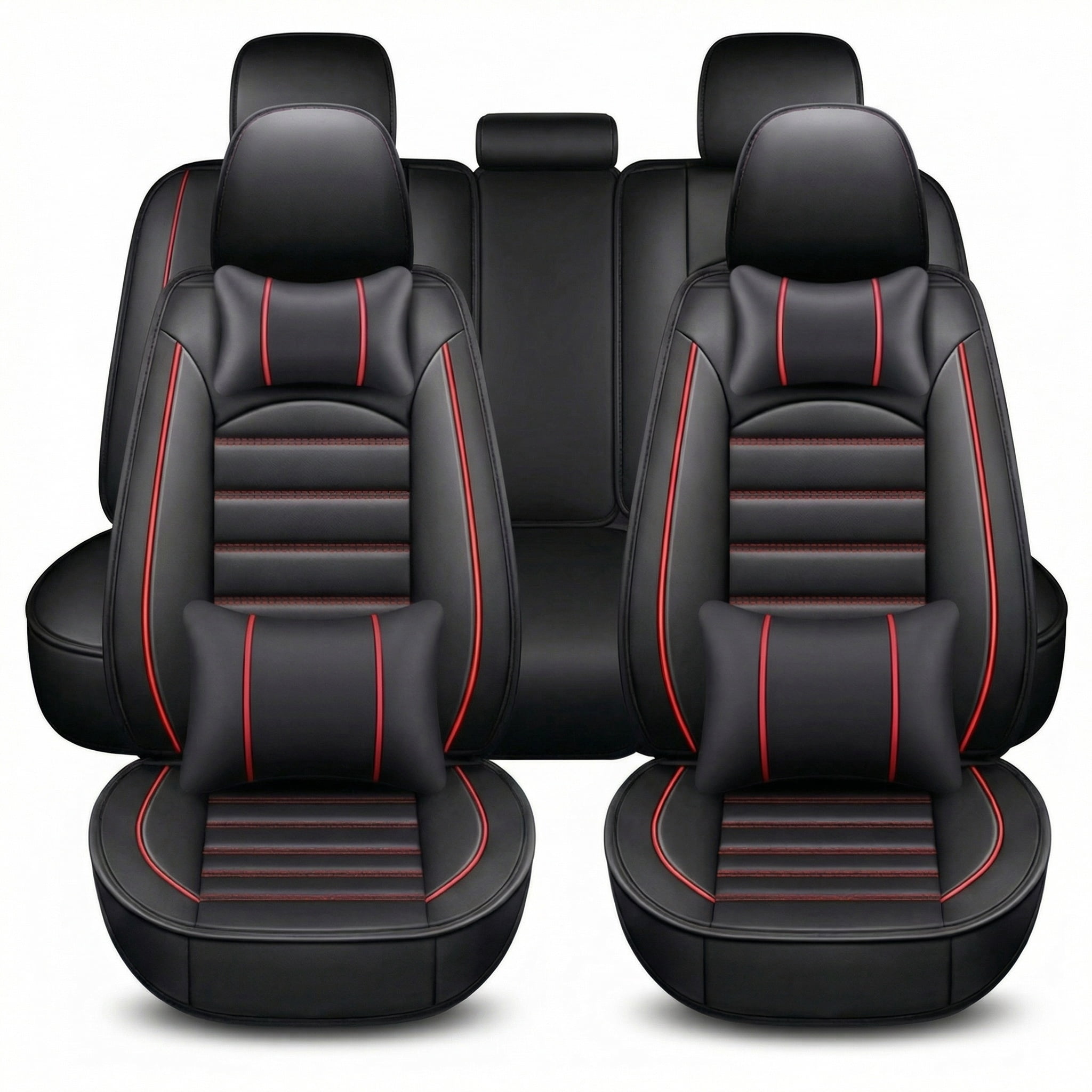 Car Seat Covers Full Set, 5 Seats Faux Leather Front and Back ...