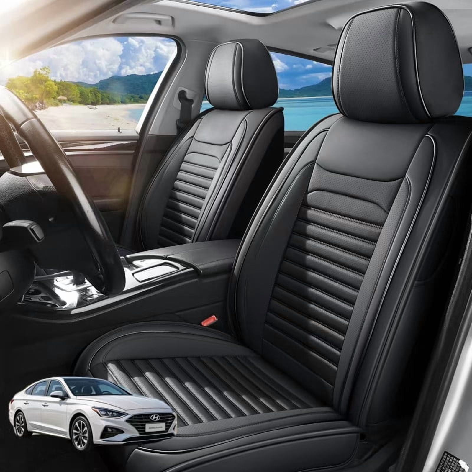 Car Seat Covers Full Set Fit for Hyundai Sonata 1999-2026, Premium Faux ...