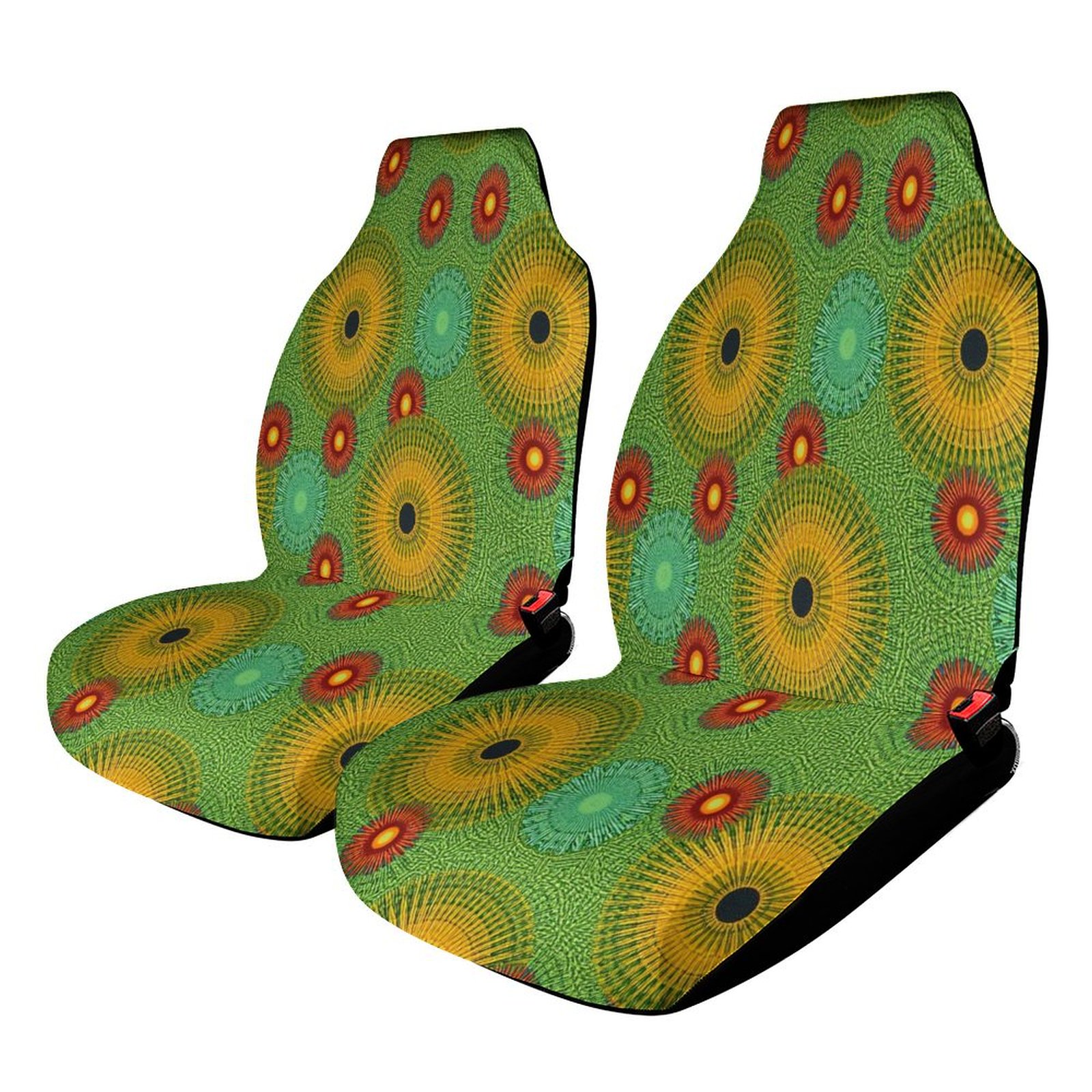 Car Seat Covers Green Background Colorful Circular Pattern Design ...