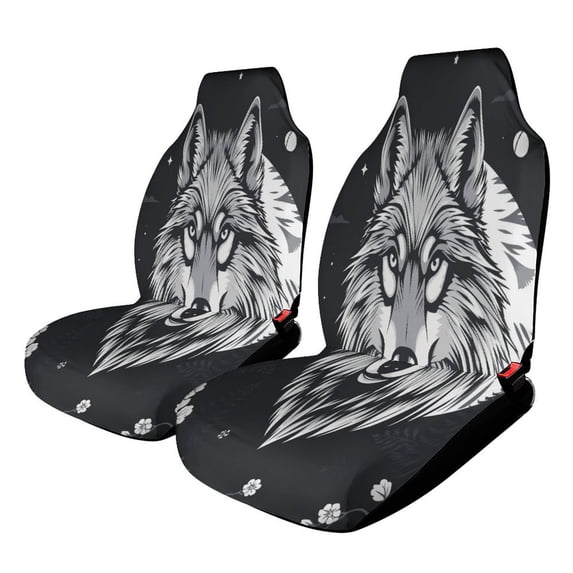 Car Seat Covers Night Wolf Moon(4) Universal Size Fit For Most Car Suv ...