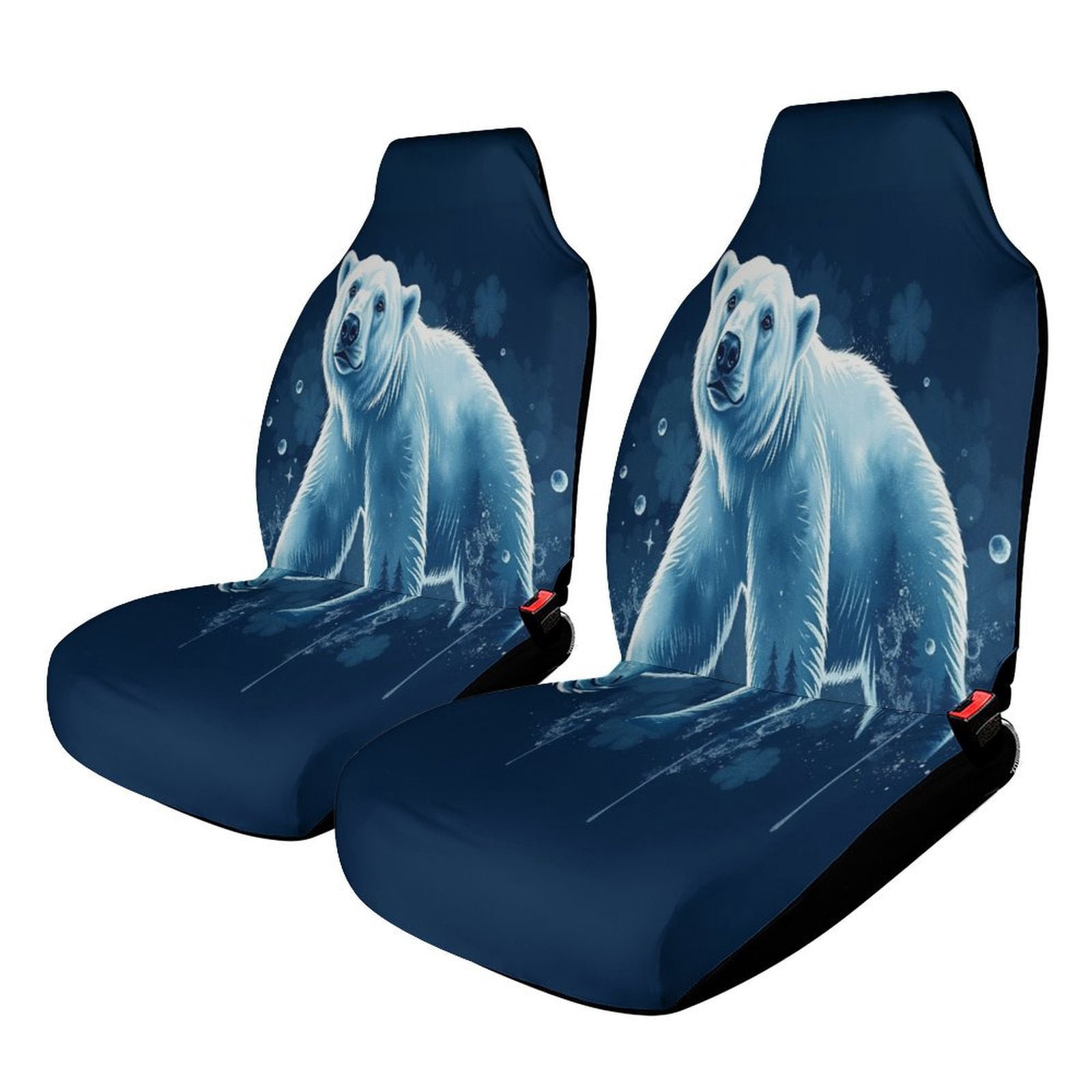 Car Seat Covers Polar Bear in Winter. 2 Piece Soft Bucket Auto Seat ...