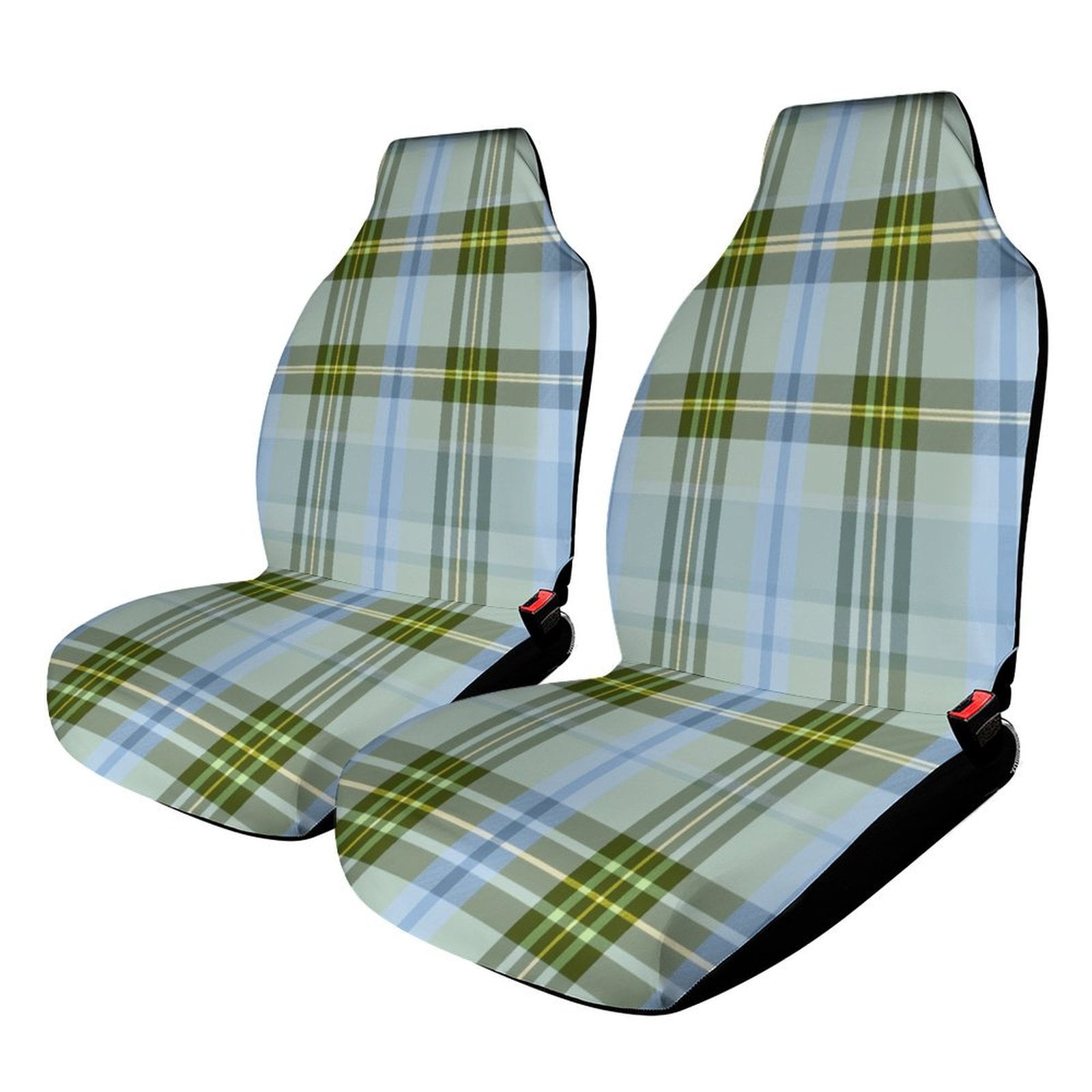 Car Seat Covers Seamless Light Blue And Green Tartan Plaid Pattern with ...