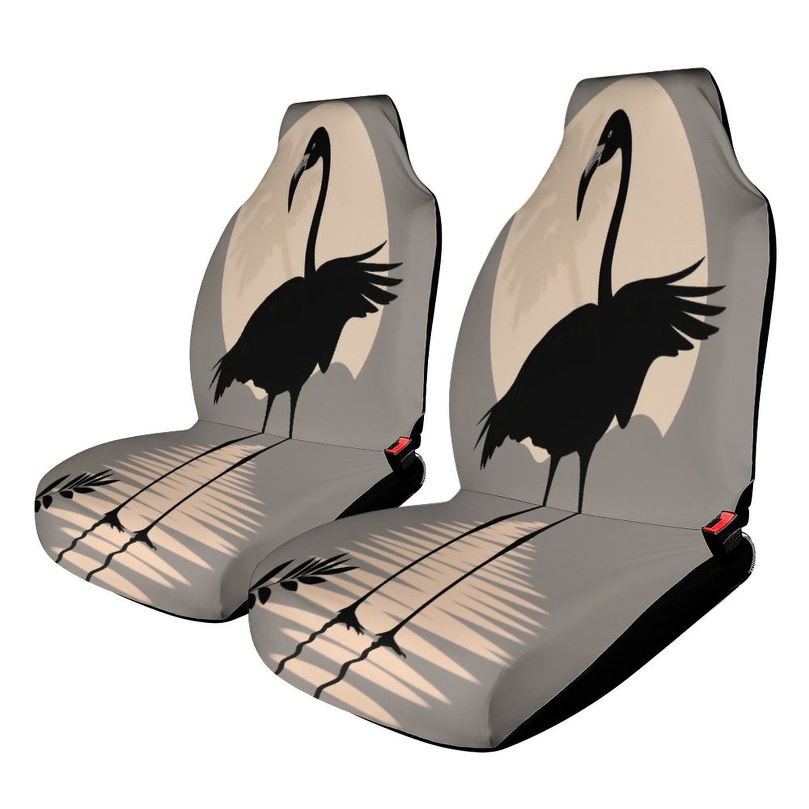 Car Seat Covers Silhouette Flamingo Moonlit Scene 2 Piece Soft Bucket ...