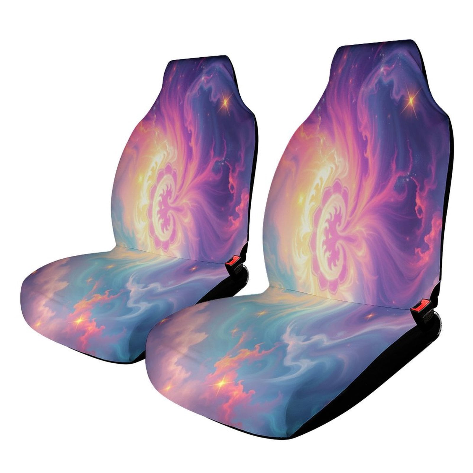 Car Seat Covers Swirl And Colorful Rainbow Tie Dye 2 Piece Soft Bucket ...