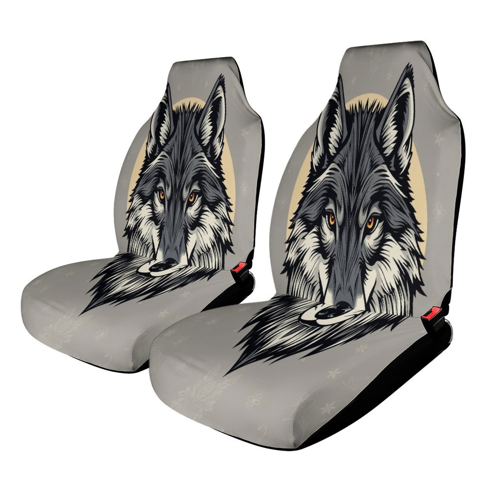 Car Seat Covers Wolf Head Design Pack of 2 Universal Front Seat ...