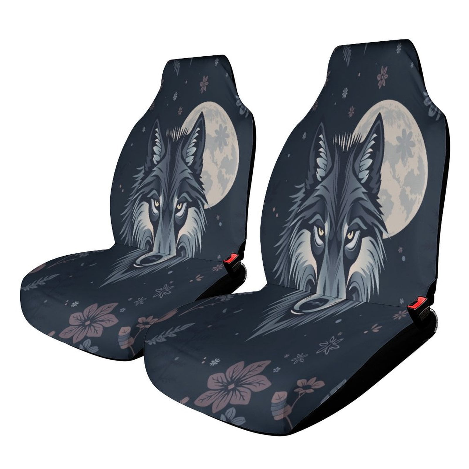 Car Seat Covers Wolf Moon Flowers Universal Size Fit For Most Car Suv ...