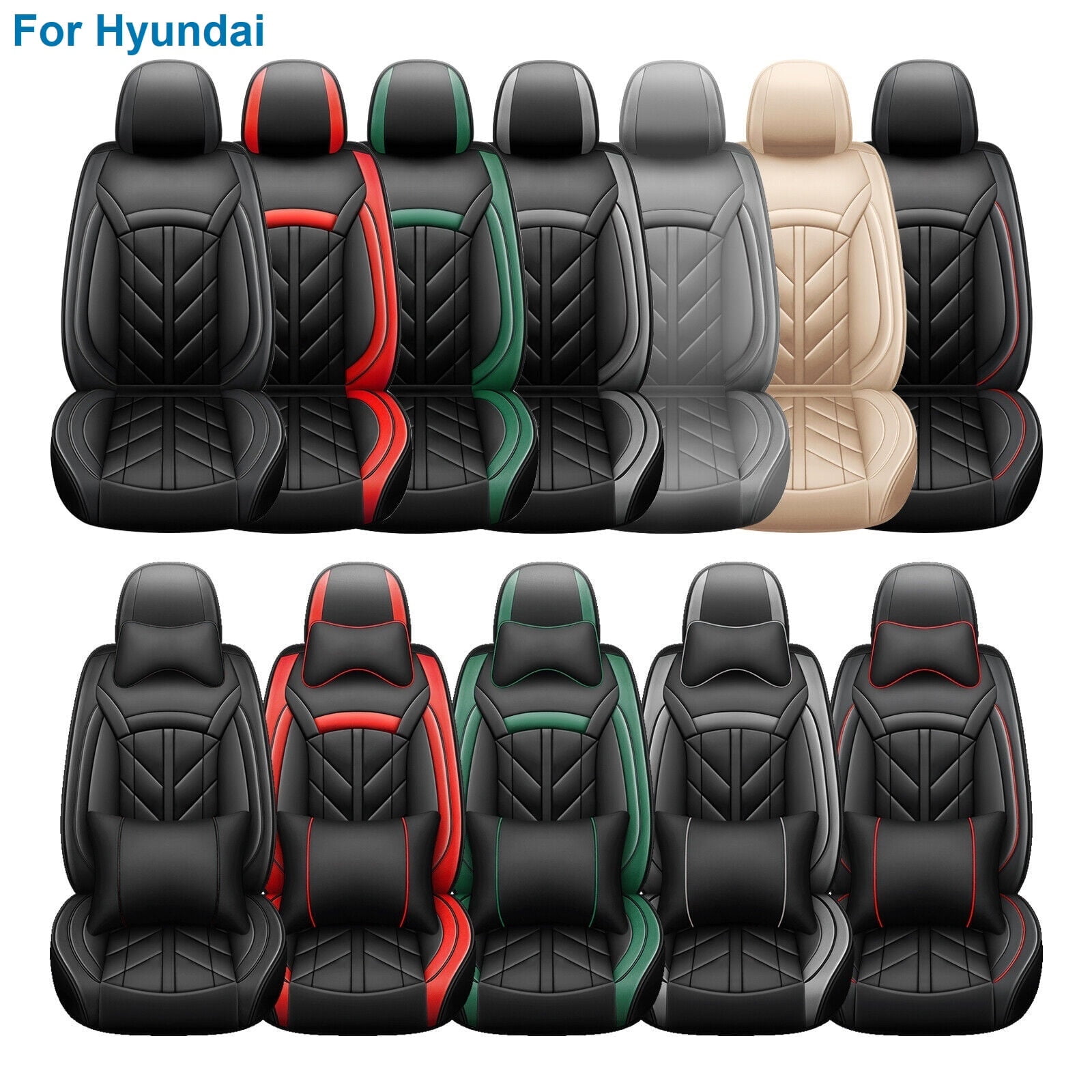 Car Seat Covers for Hyundai 5 Seats, Waterproof Pu Leather Auto Cushion ...