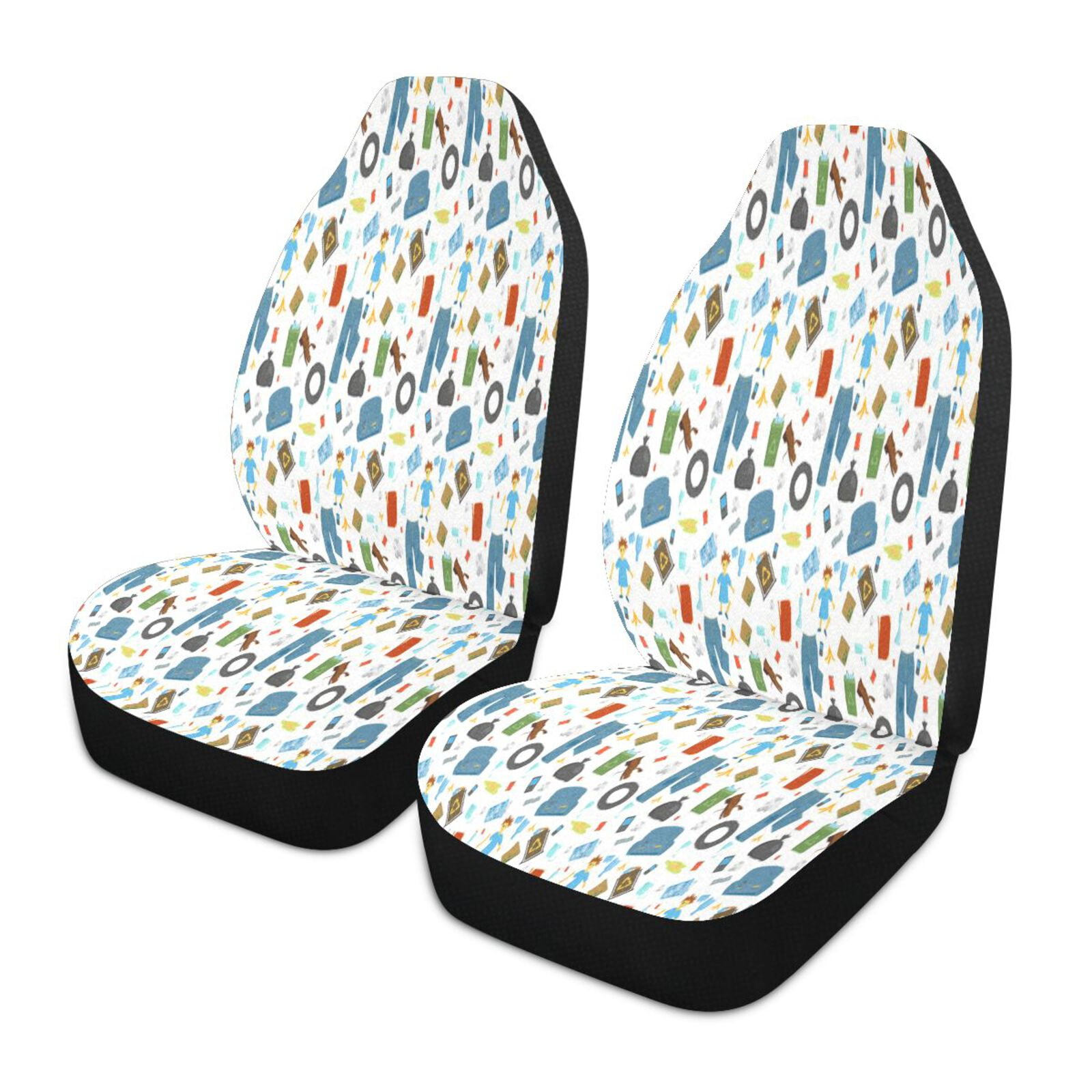 Car Seat CoversTrash cartoon seamless pattern Universal Size Fit For ...