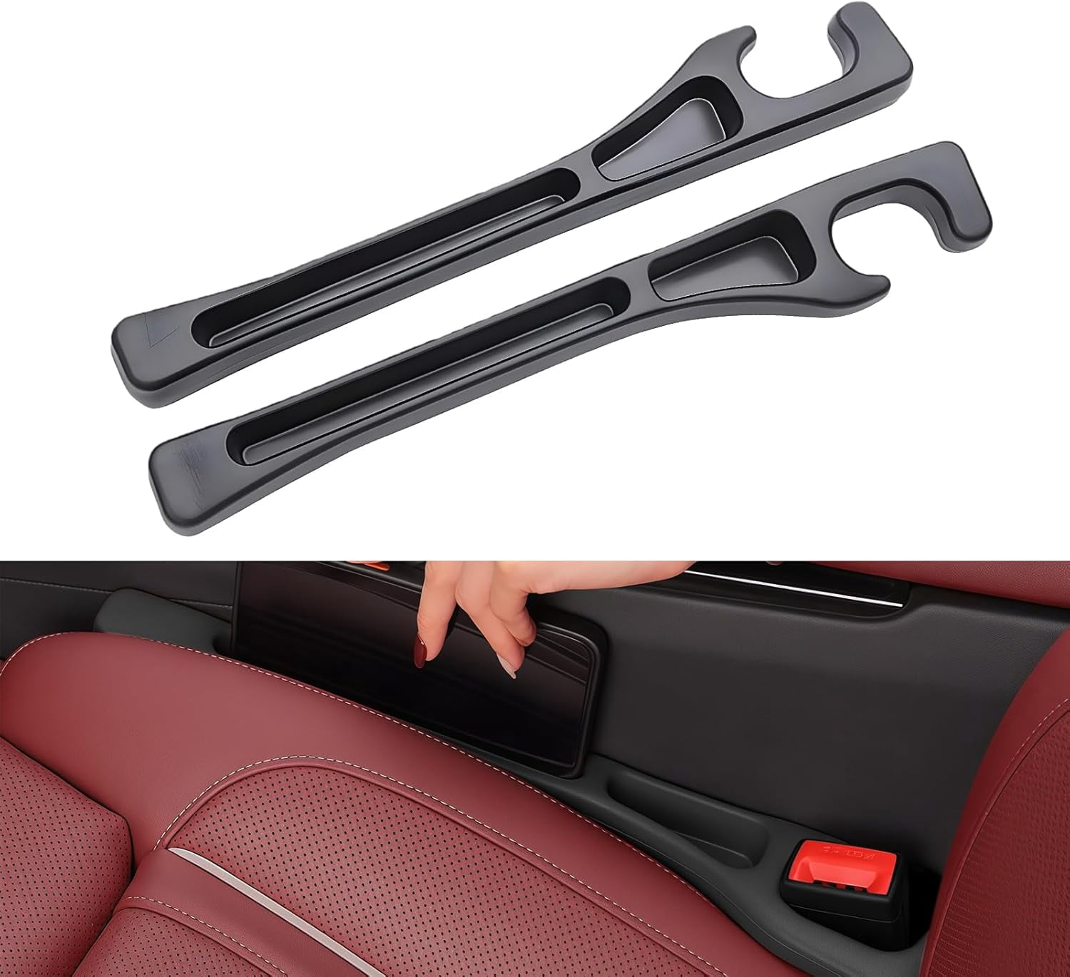Car Seat Gap Filler Organizer 2 PCS Black Universal Seat Gap Plug ...