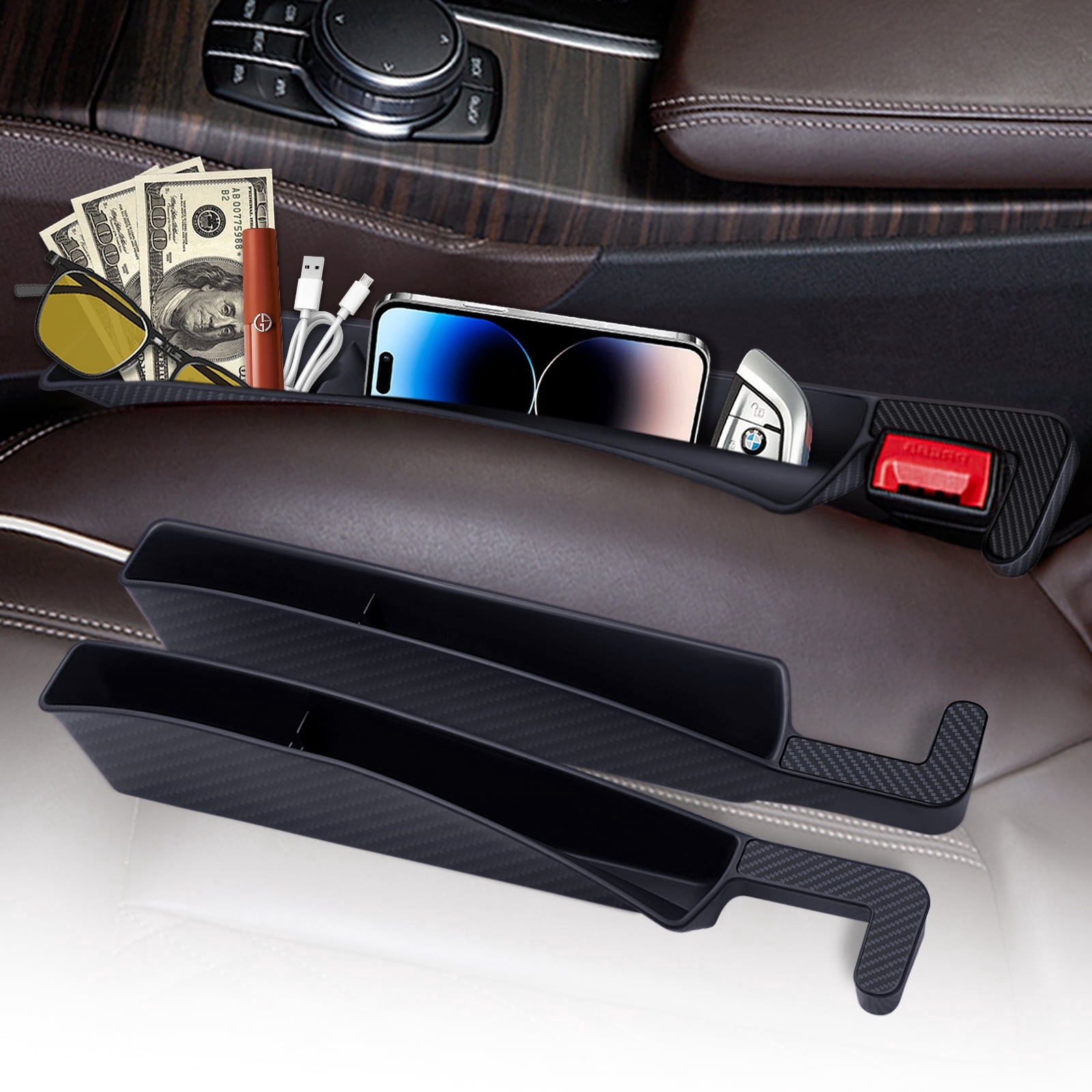 Car Seat Gap Filler Organizer, 2 Pack Front Seat Organizer - Universal ...