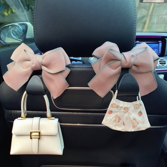 Car Seat Headrest Hook Purse Hangers, Pink Bow Backseat Hooksfor Women ...