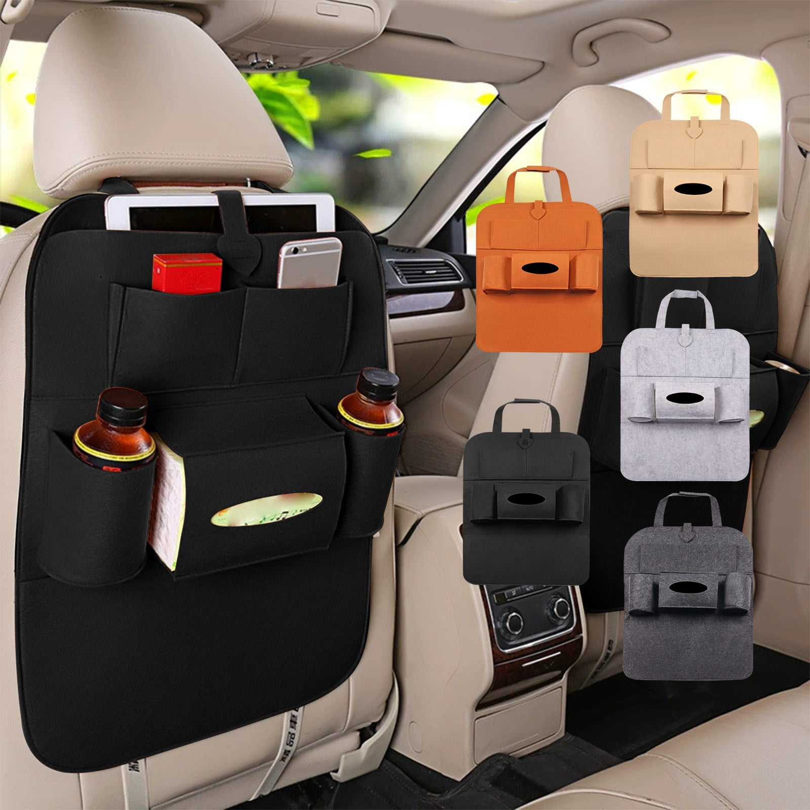 Car Seat Organizer Universal Non-Woven Fabric Backseat Storage Bag ...
