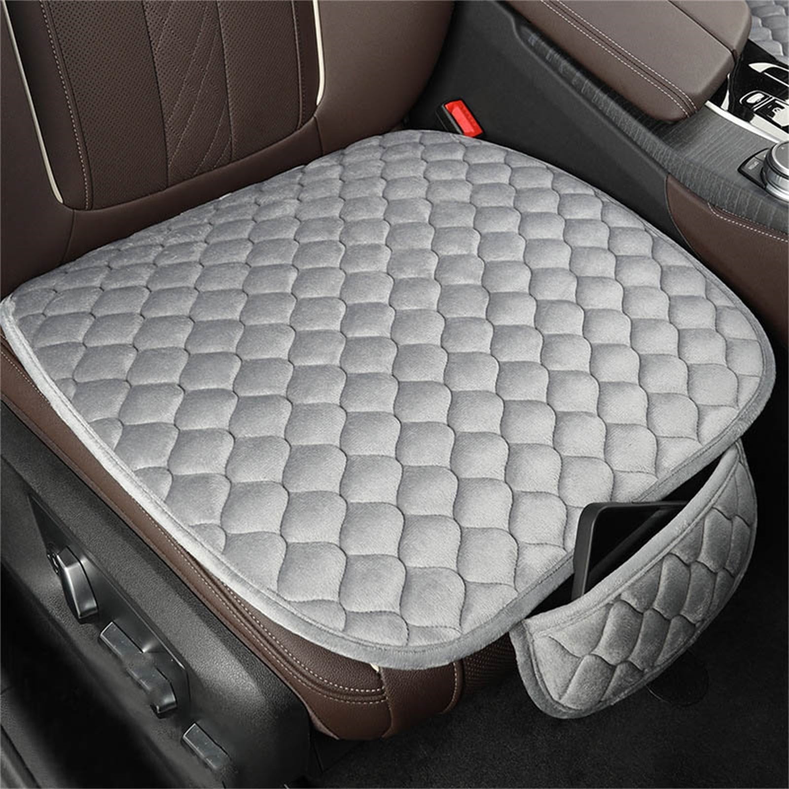 Car Seat Pad, Premium Silk Wadding, Non-Slip Rubber Bottom + Storage ...