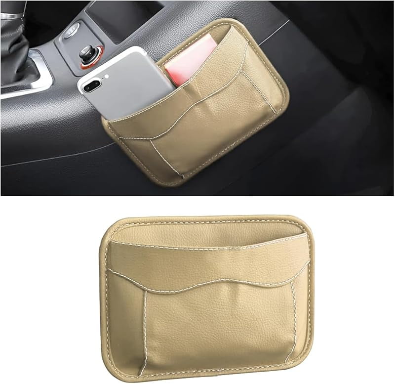 Car Seat Side Pocket Organizer, PU Leather Mini Storage Bag for Auto ...