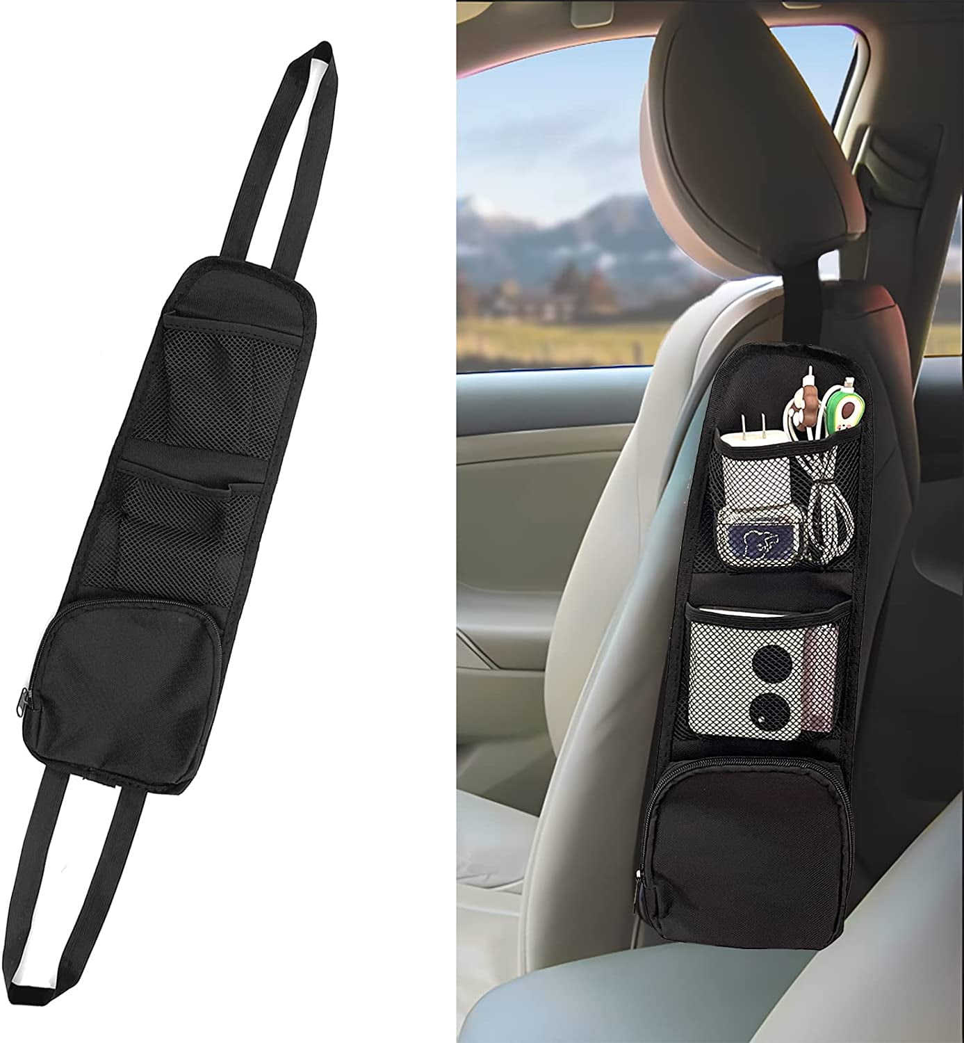 Car Seat Storage Hanging Bag, Multi-Pocket Seat Side Organizer, Car ...