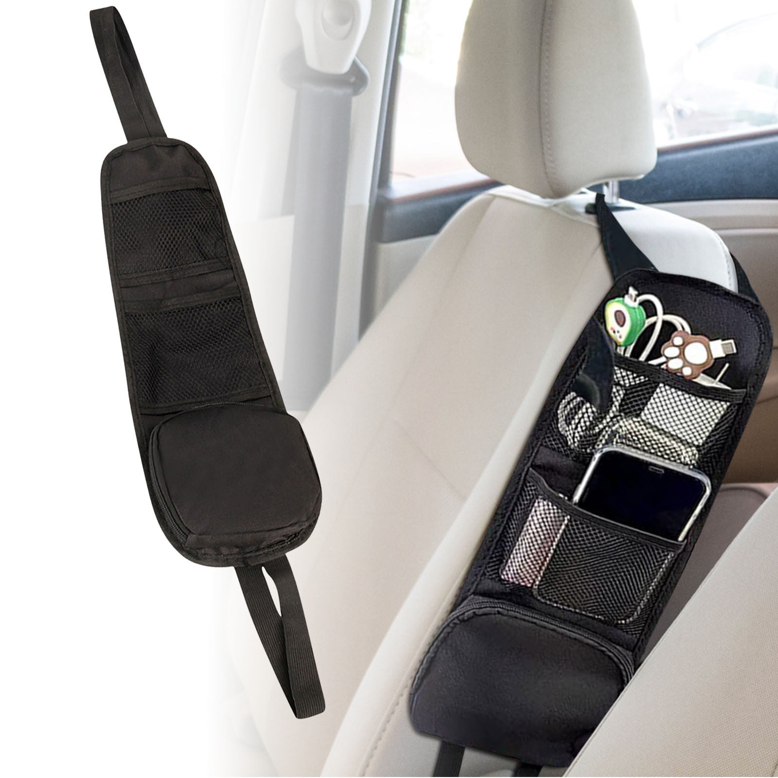 Car Seat Storage Hanging Bag, Multi-Pocket Seat Side Organizer, Car ...