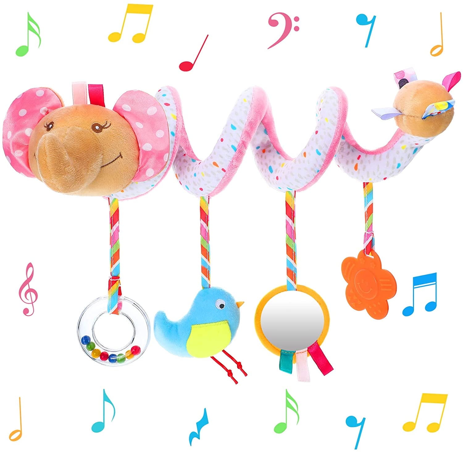 Attachable Elephant Spiral Car Seat Toy for Babies Over 6 Months ...