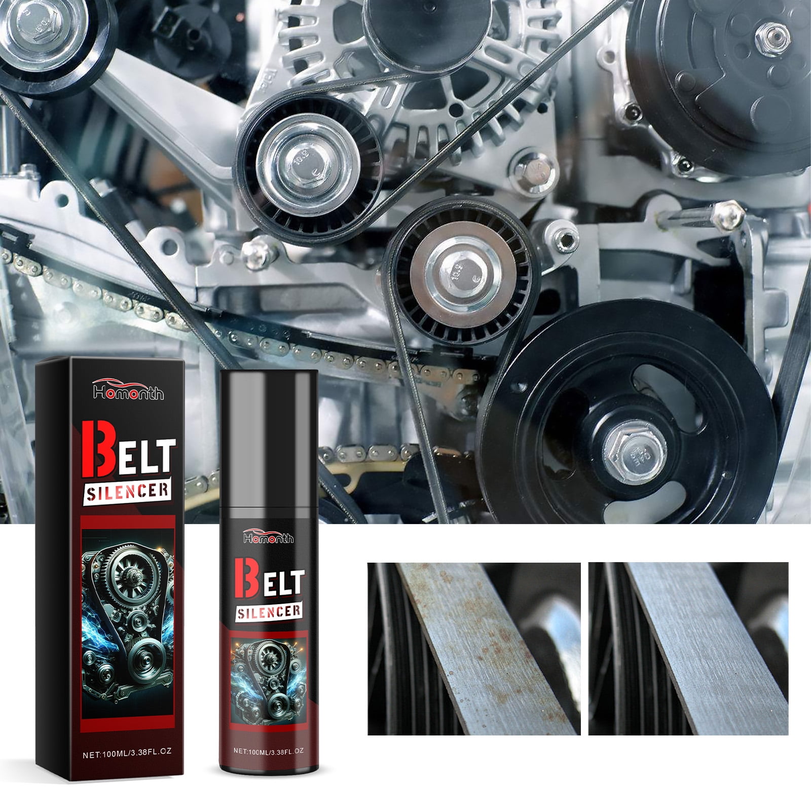 Car Serpentine Belt Dressing & Noise Eliminator Spray - Stops Squeaks ...