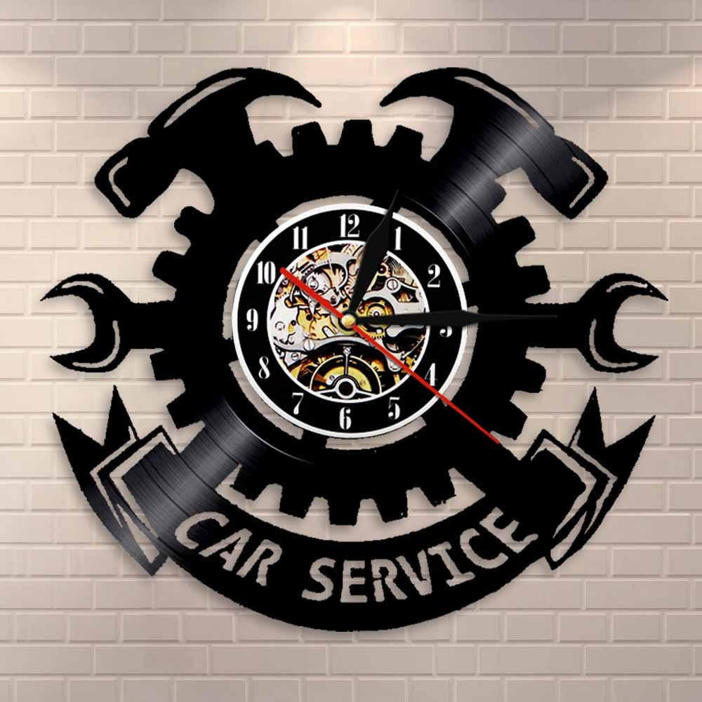 Car Service Autorepair Wall Clock Garage Wall Decor Vinyl Record Wall ...