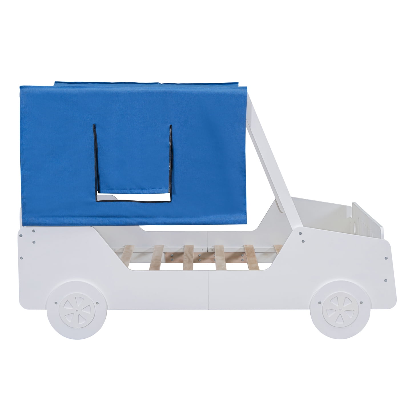 Car Shape Bed Frame Full Size, Hard Wood Canopy Platform Bed with ...